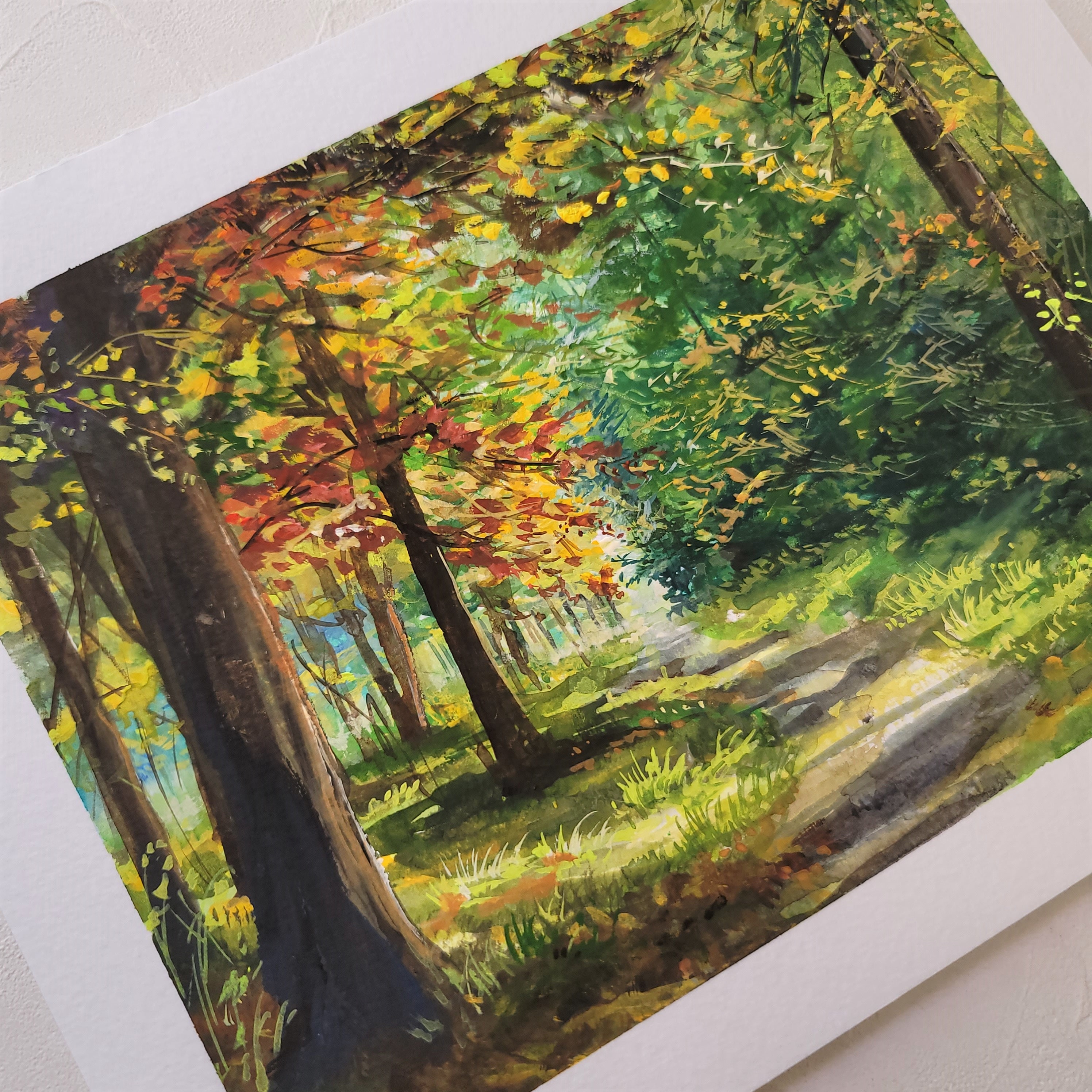 Autumn Forest Gouache Art Print A4 Art Print Gouache - Etsy
