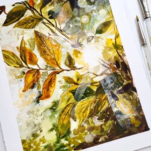 Autumn Leaves Gouache Original Painting, Gouache Painting, Landscape ...