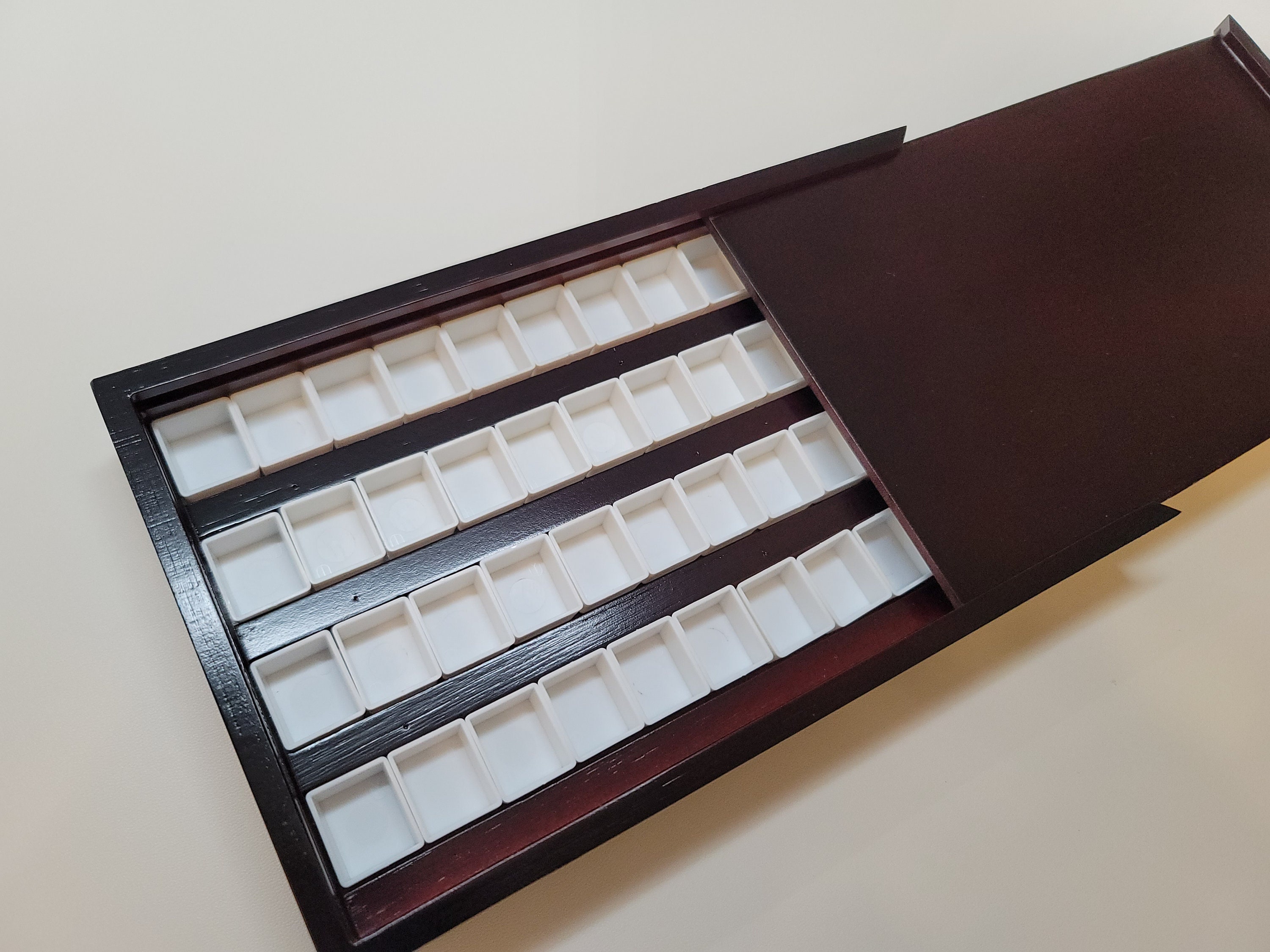 24/36/48 Wells Wooden Palette, Portable Watercolor Palette, Tiny Travel ...