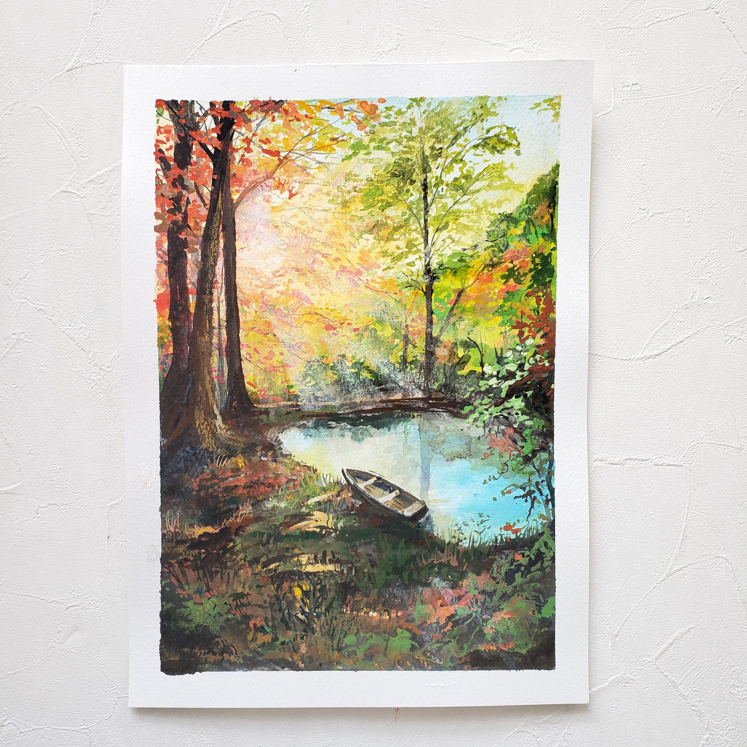 Autumn Forest Gouache Original Painting Gouache Painting - Etsy UK