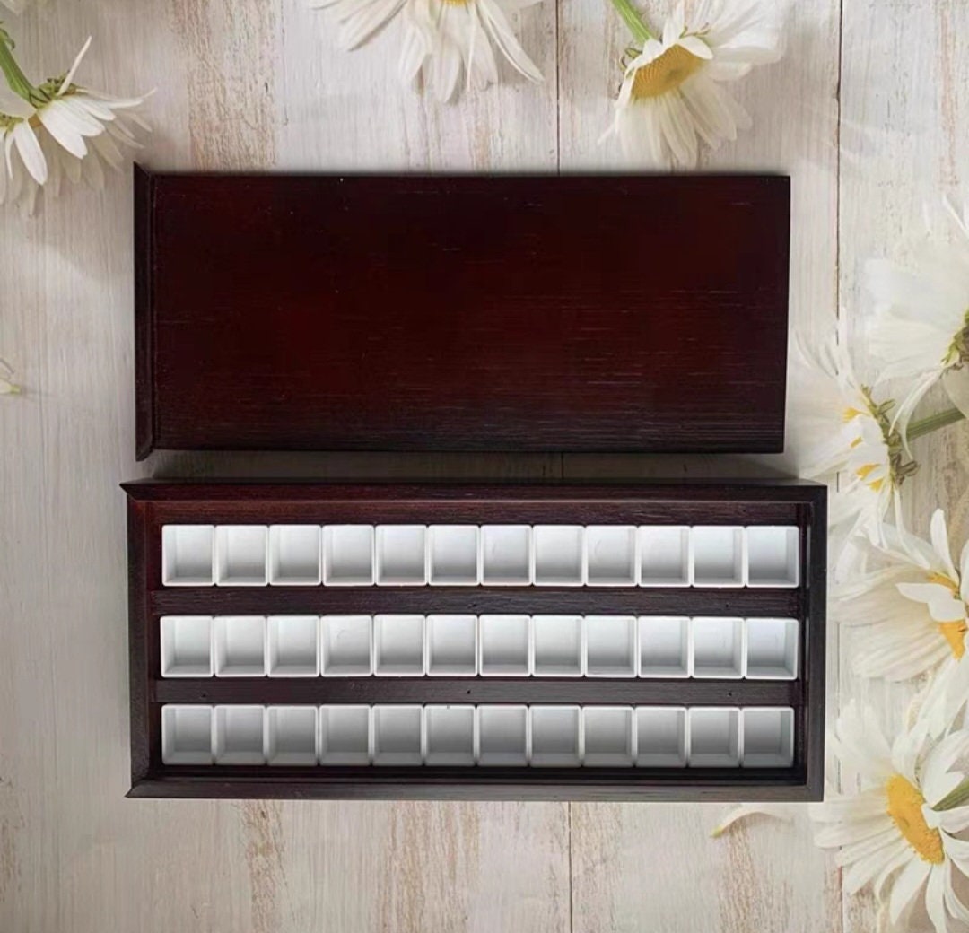 24/36/48 Wells Wooden Palette, Portable Watercolor Palette, Tiny Travel ...