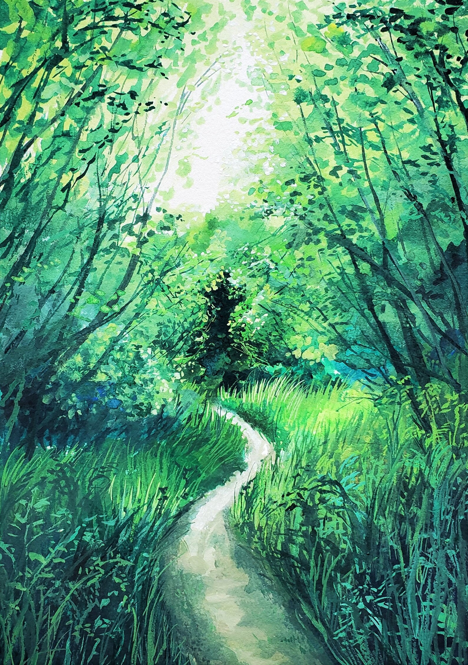 Secret Forest Gouache Original Painting Gouache painting | Etsy