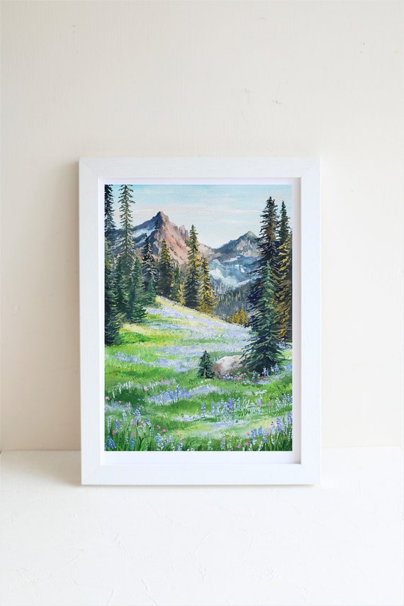 Forest Gouache Painting Art Print A4 Art Print Gouache | Etsy