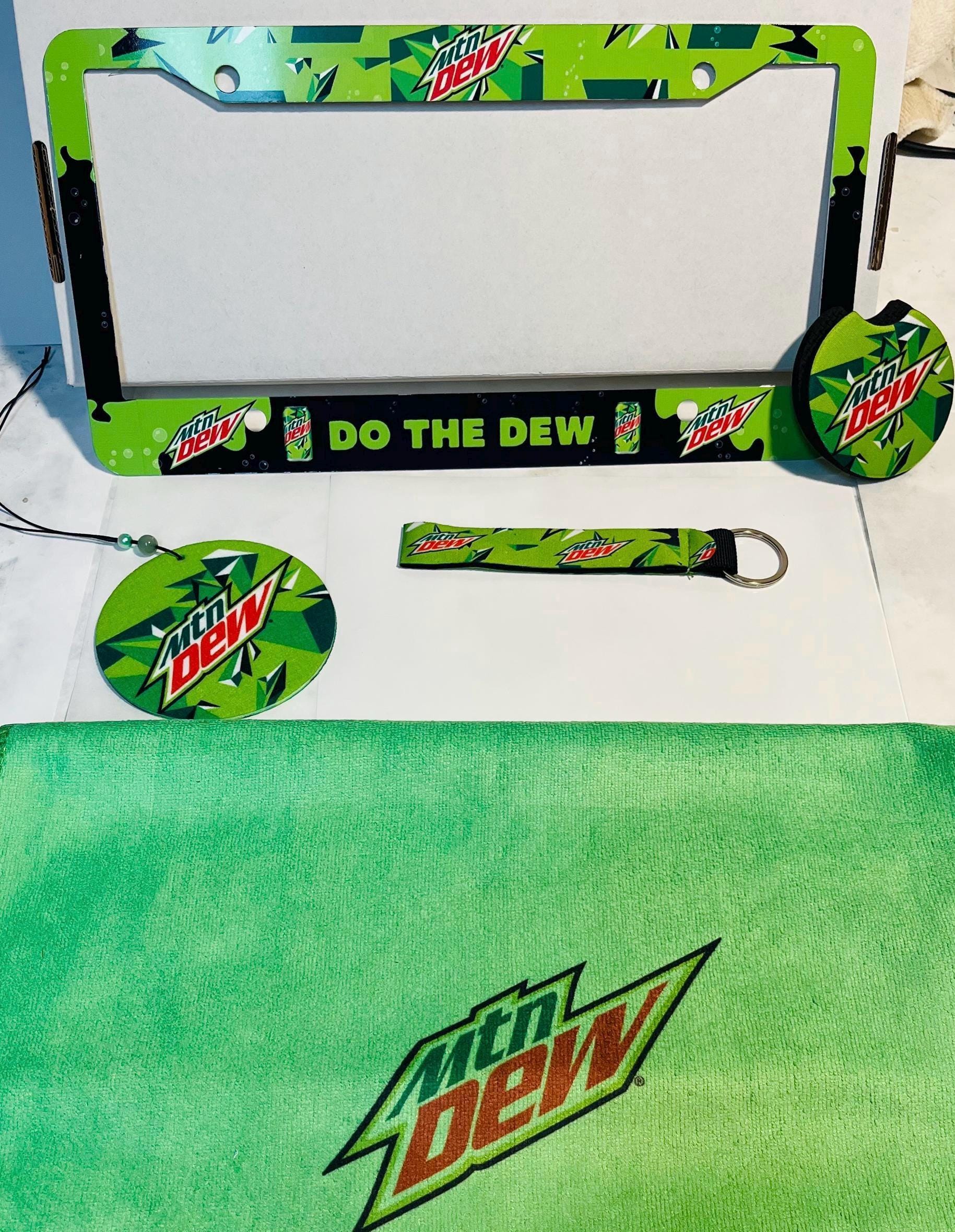 MTN Dew Themed License Plate Frame and Car Accessories Set - Etsy