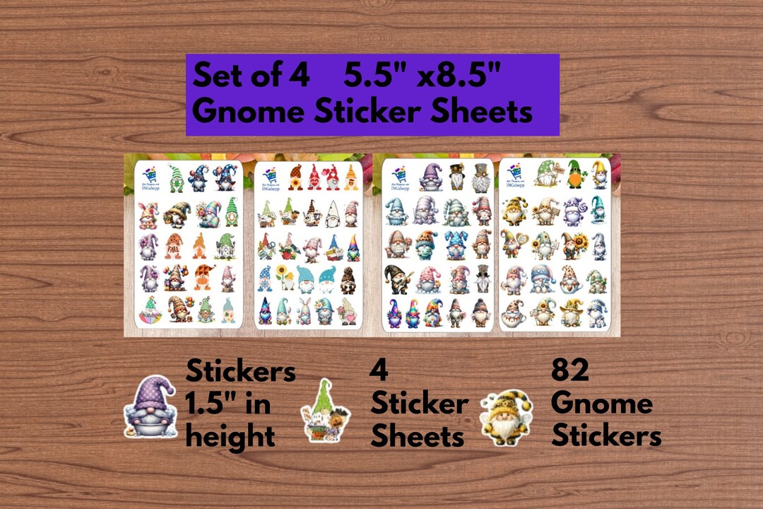 Gnome Sticker Sheets Set for Planners, Journals, and Scrapbooking Gnome ...