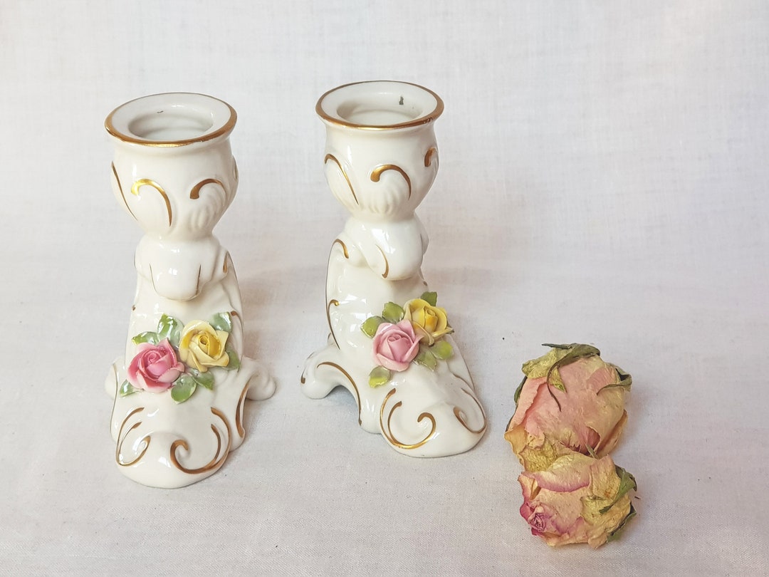 Dresden Porcelain Candlesticks. Two Vintage Candlestick Holders With ...