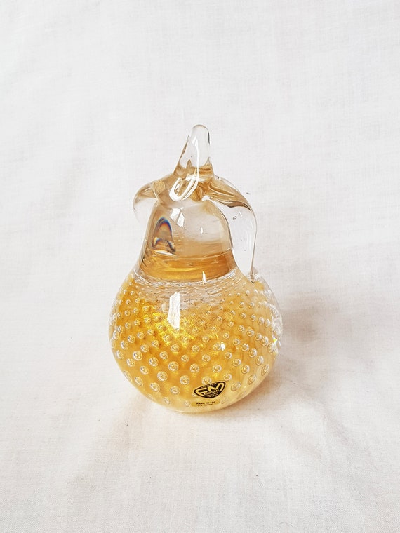 Glass Paperweight With Pure 24k Gold. Lead Crystal Controlled - Etsy
