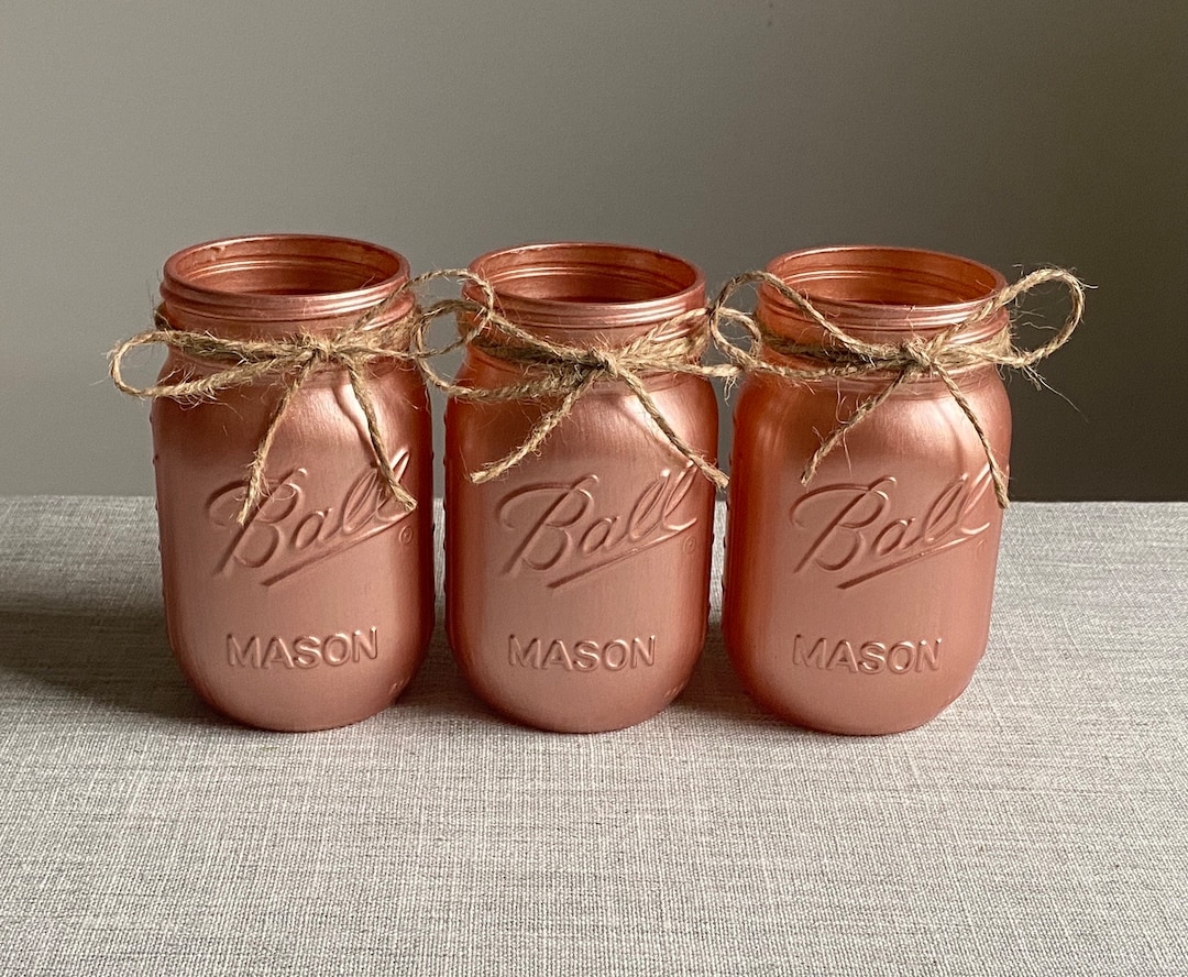 Set of 3 Rose Gold Painted Mason Jar Vases…mix & Match Colors! - Etsy