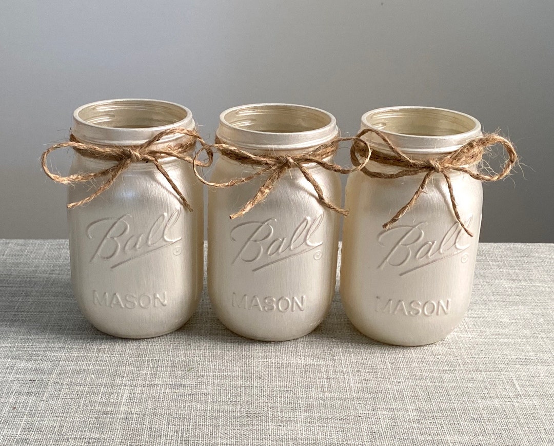 Set of 3 Pearl Painted Mason Jar Vases…mix & Match Colors! - Etsy