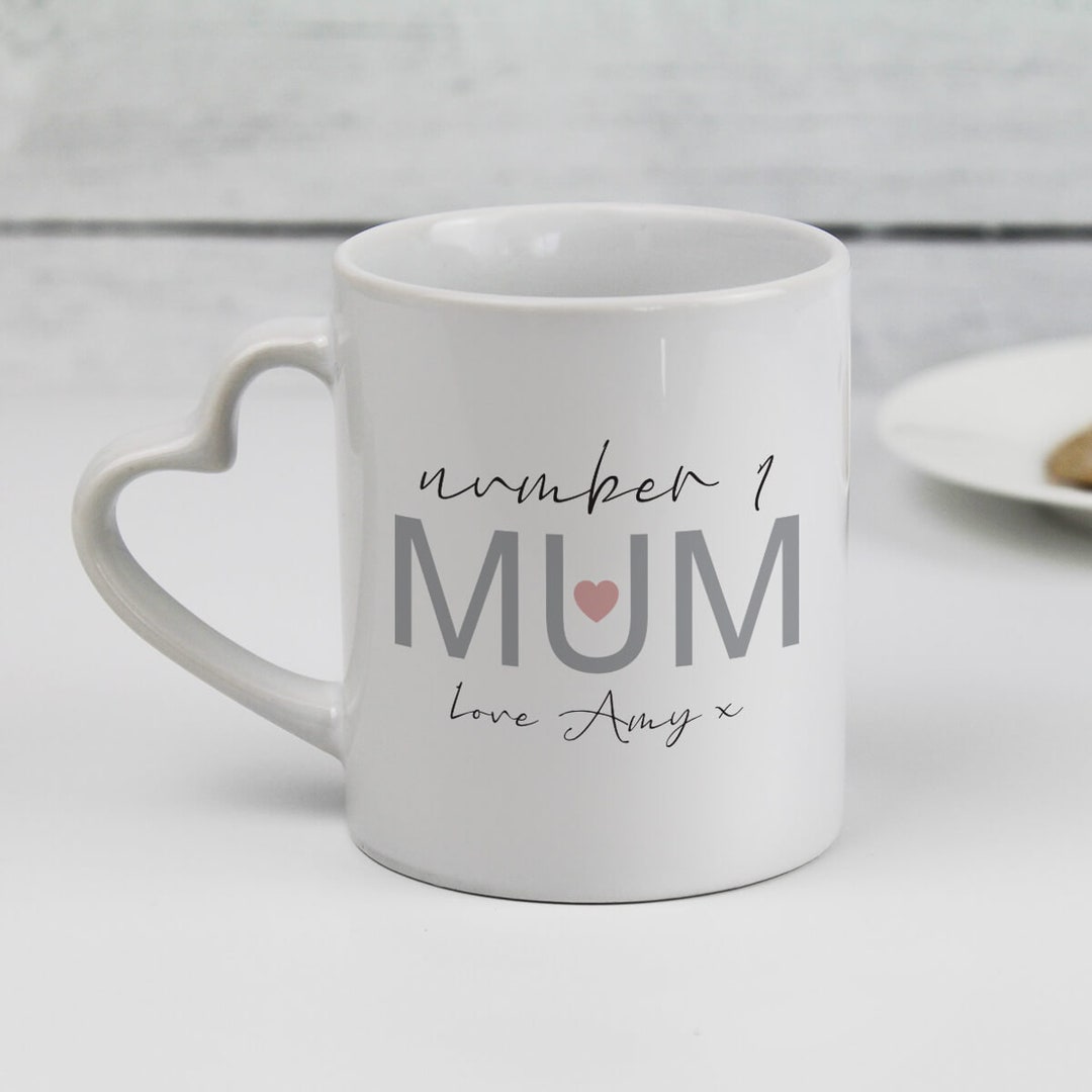 Number 1 Mum Heart Handle Mug | Personalised Mugs | Mother's Day Gifts ...