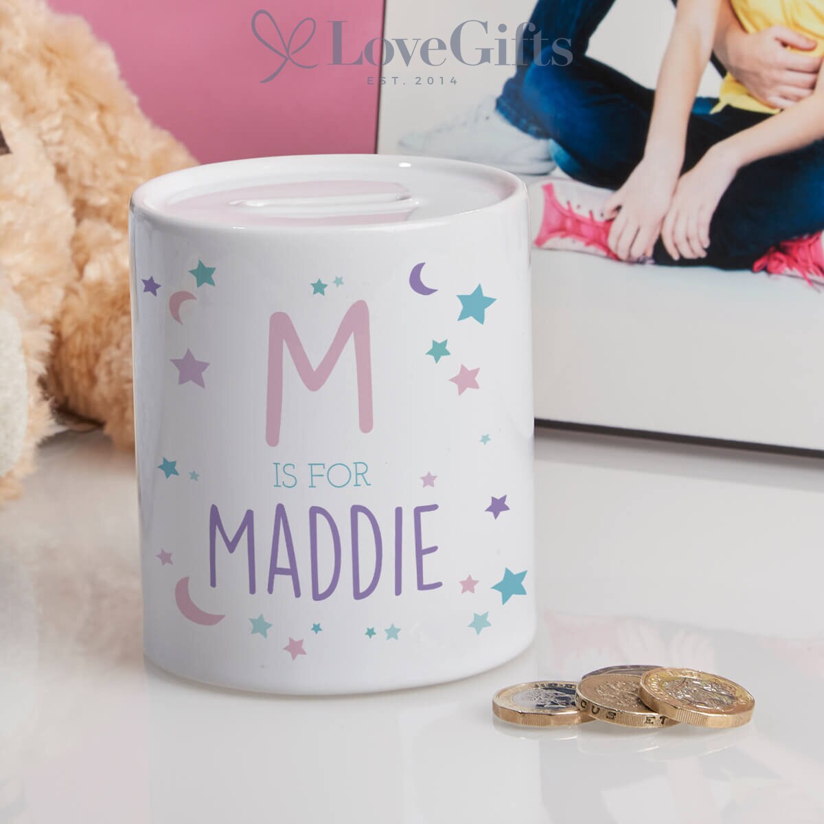 Pastel Moon & Stars Money Box Personalised Money Box | Etsy UK