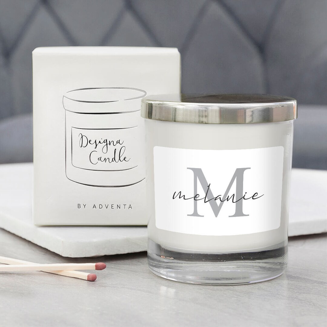 Elegant Name Monogram Candle | Personalised Candle | | Dispatched Next ...