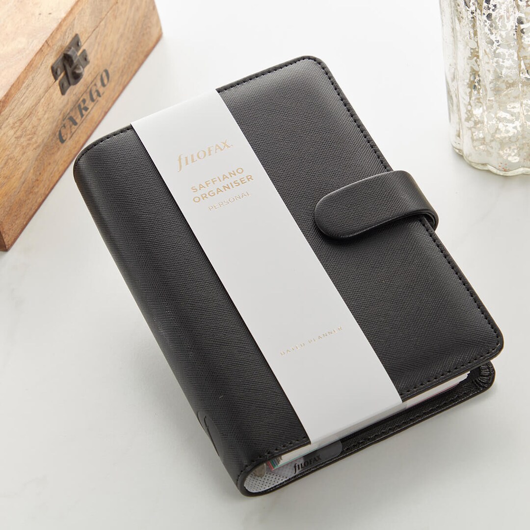 Personalised Filofax Saffiano Organiser 2025 Black Personalised ...