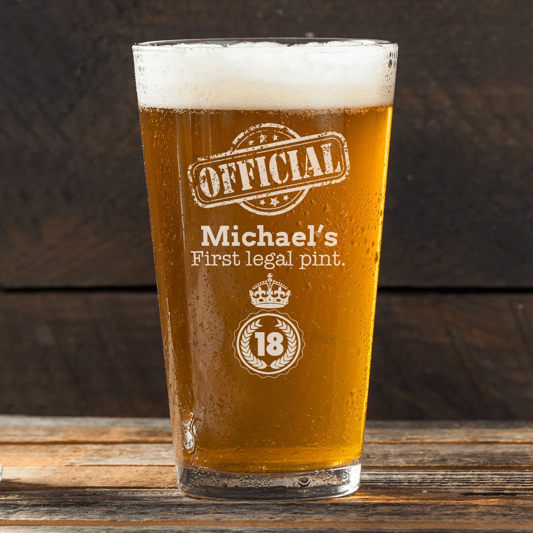 18th First Legal Pint Glass | Personalised Pint Glass | Despatched Next ...