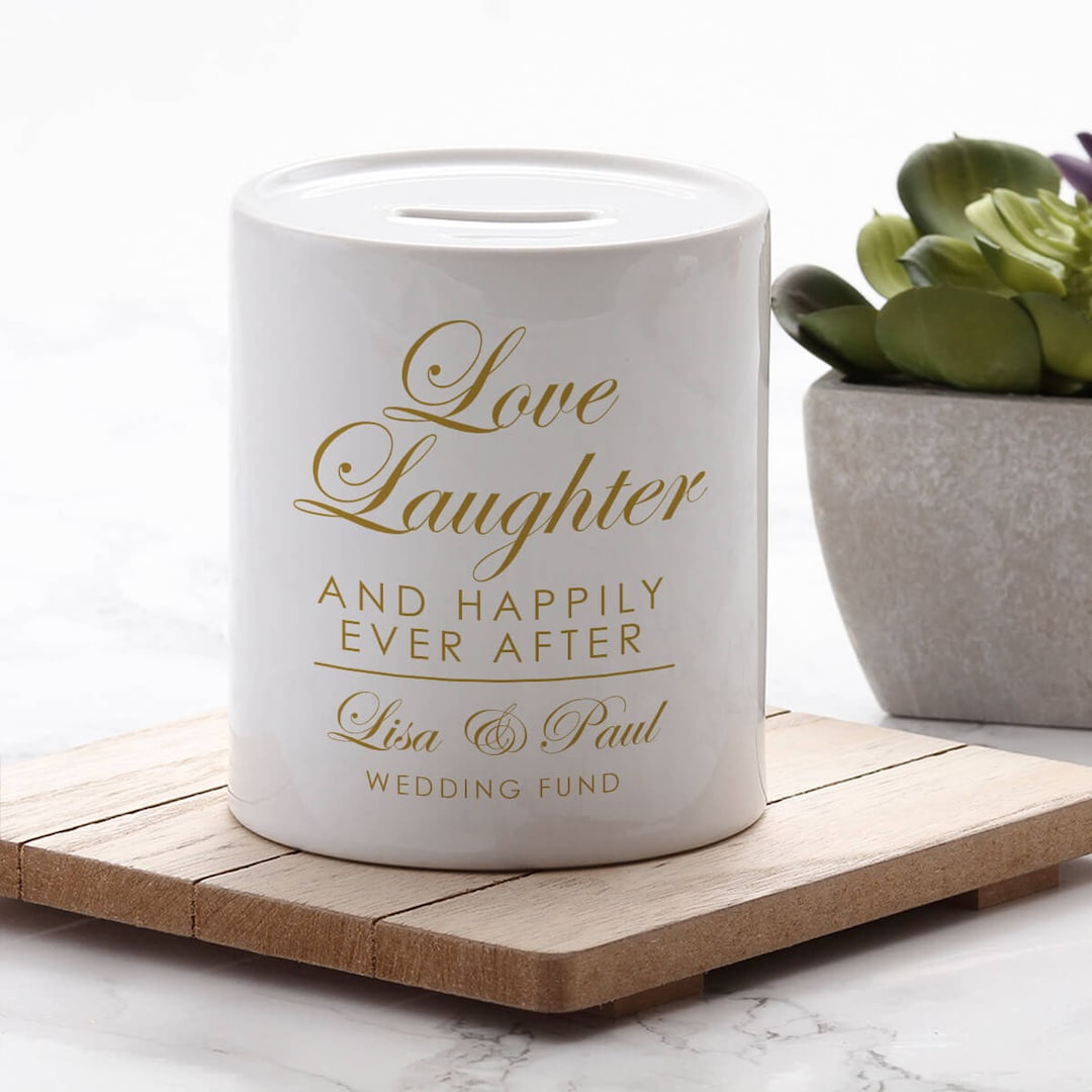 Love & Laughter Wedding Fund Money Box | Personalised Money Box ...