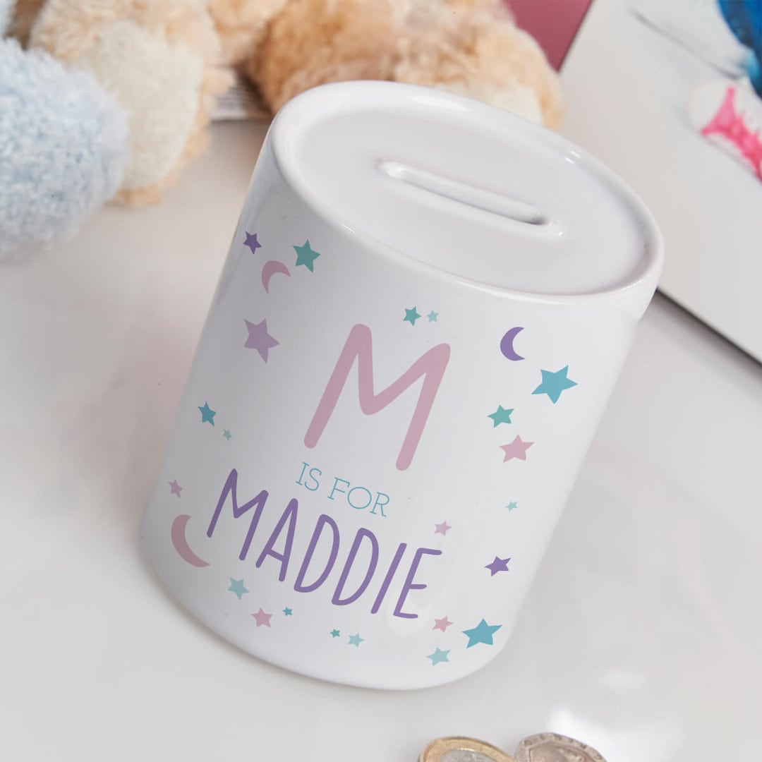 Pastel Moon & Stars Money Box - Personalised Money Box - Etsy UK