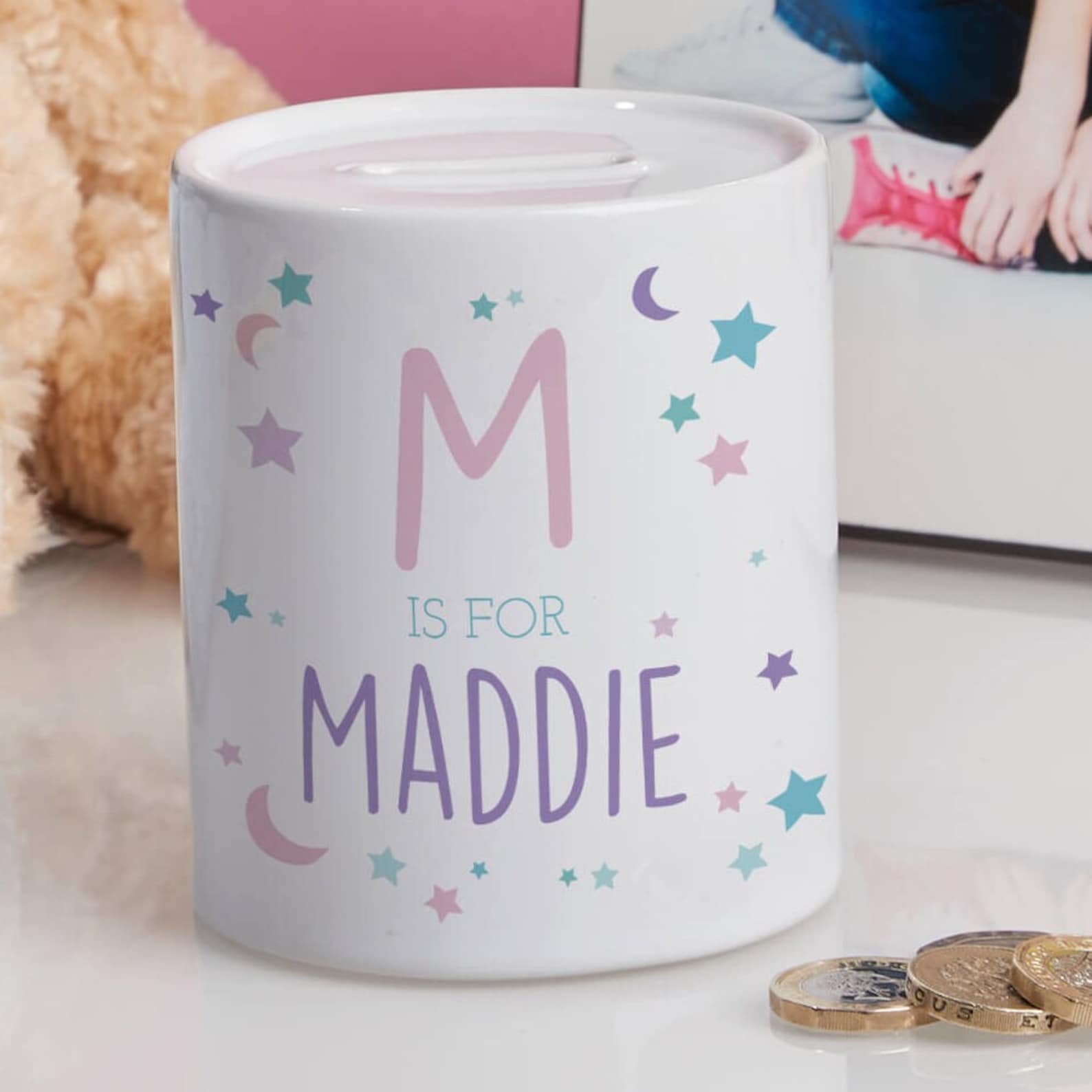 Pastel Moon & Stars Money Box - Personalised Money Box - Etsy UK
