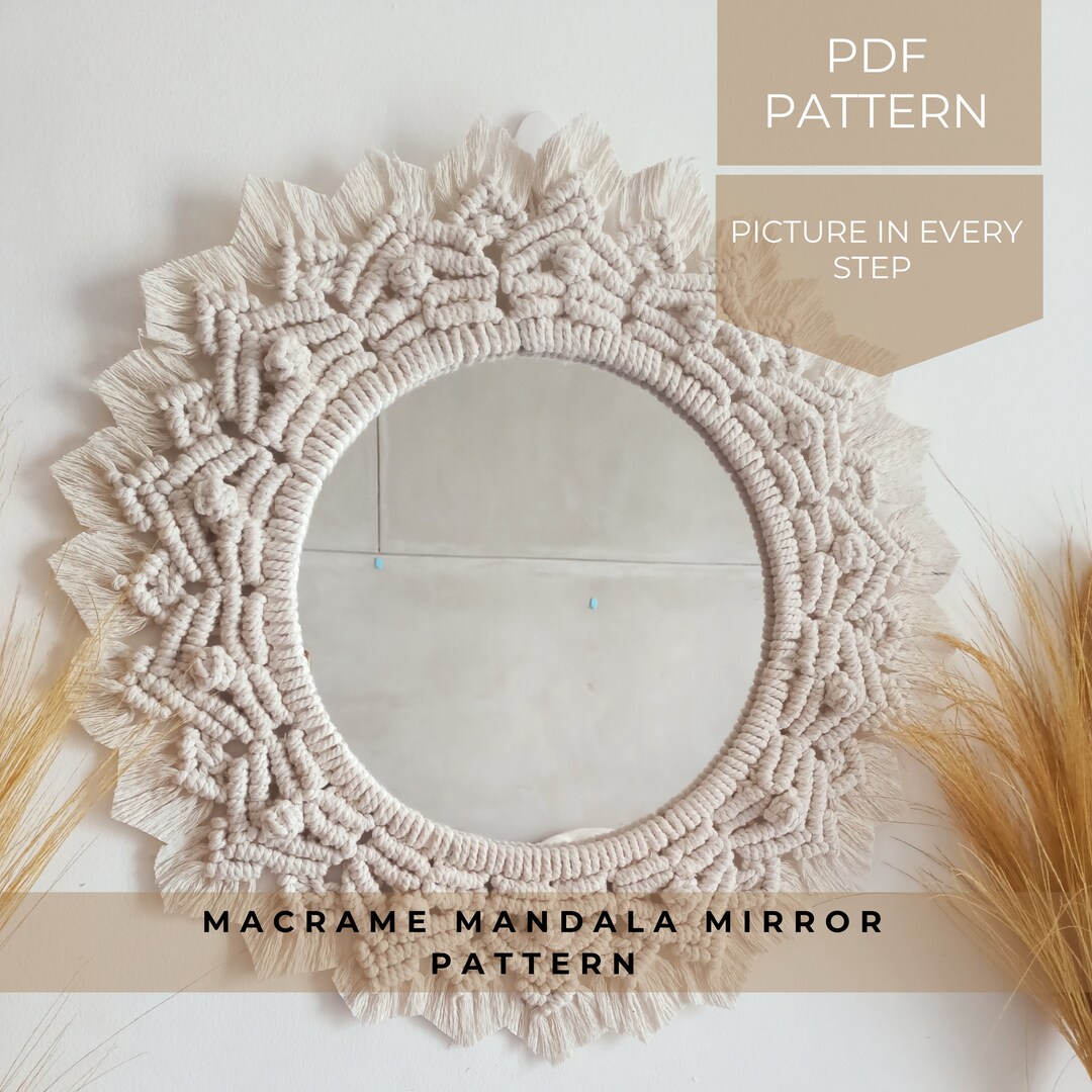 DIY Macrame PDF Pattern Mandala Mirror Round Classic Design Crochet ...