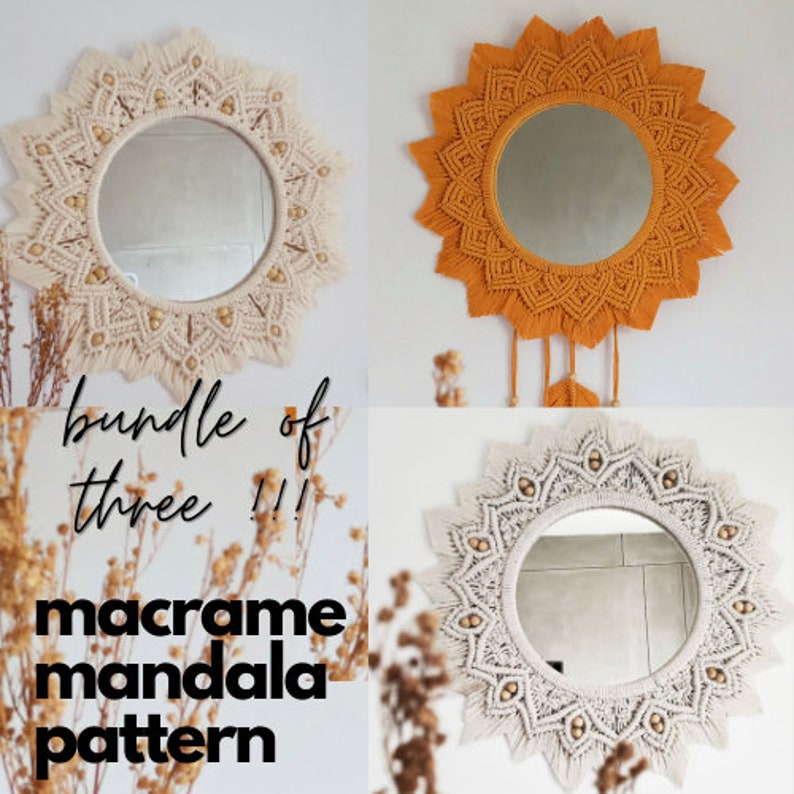 Macramé Mandala Mirror Pattern Pdf Tutorial DIY Round Mirror Crochet Classic Design Pattern - Etsy
