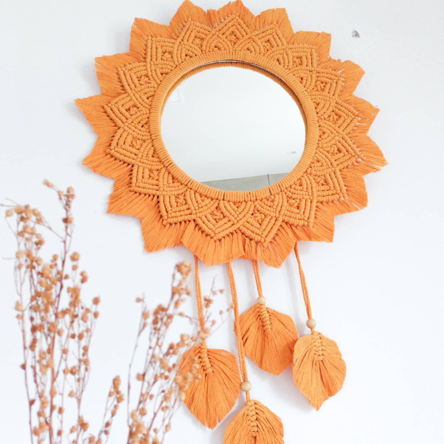 Macrame Round Mirror, Mandala Macrame Diy Pattern, Macrame Wreath ...
