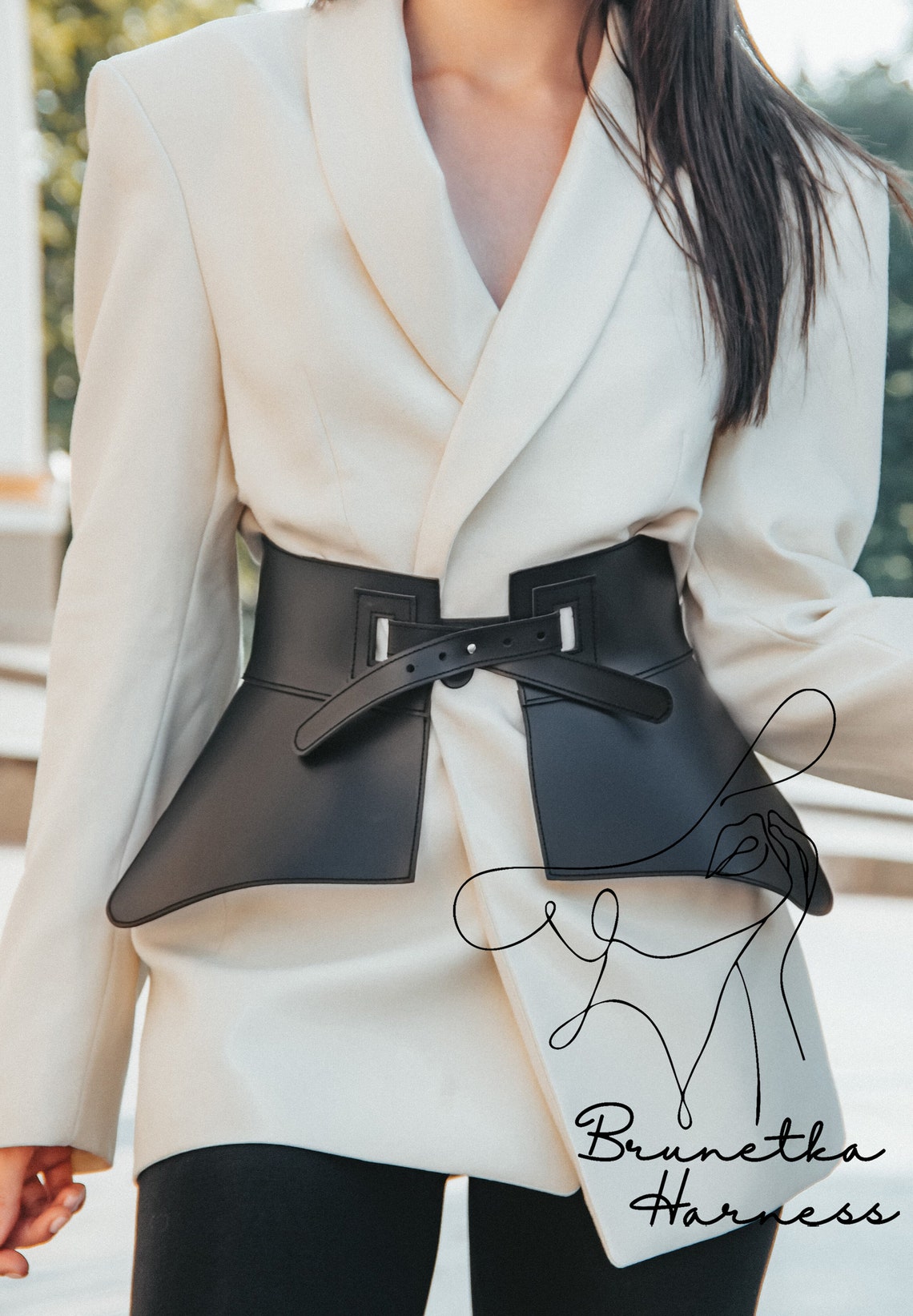 Basque leather beltLeather peplum skirtLeather basquePeplum | Etsy