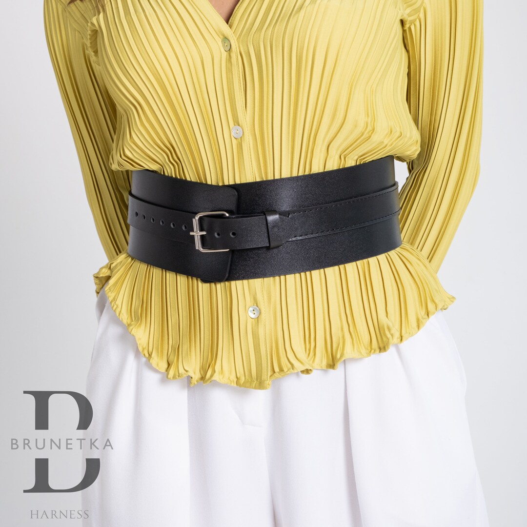 Leather Waist Belt Women Black Wide Belt High Waist Belt Dress Belt Leather Waist Corset