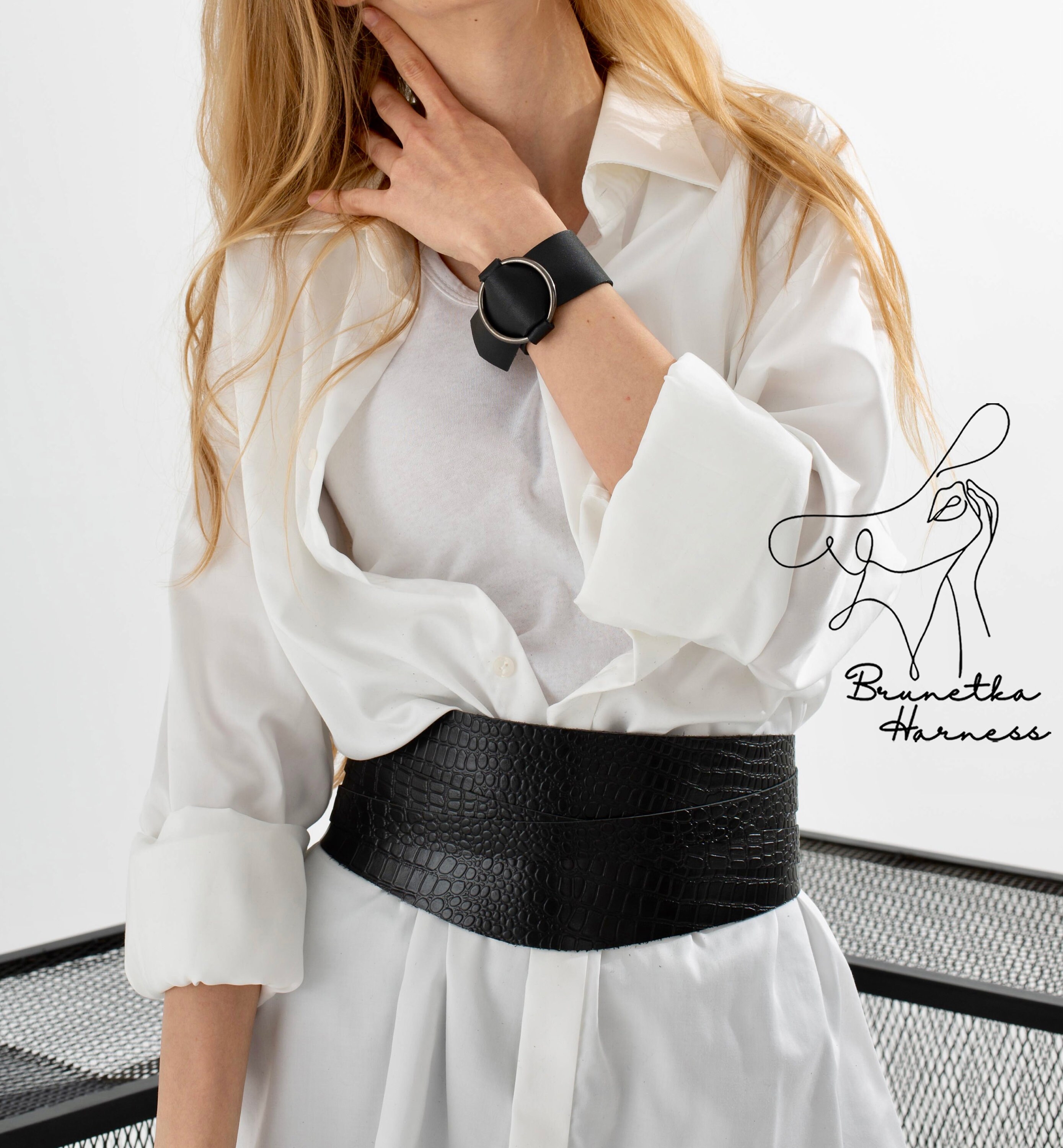 Women wide belts leatherUnderbust corset beltWide black belt | Etsy