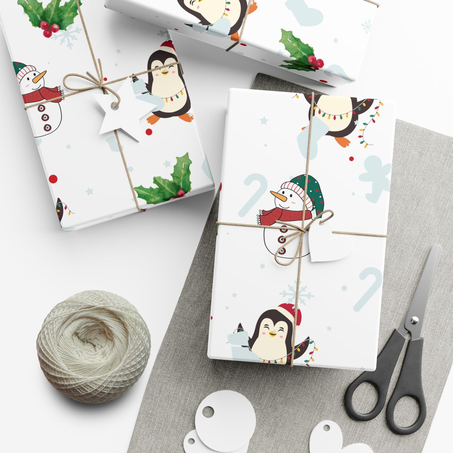 Penguin Christmas Wrapping Paper - Etsy