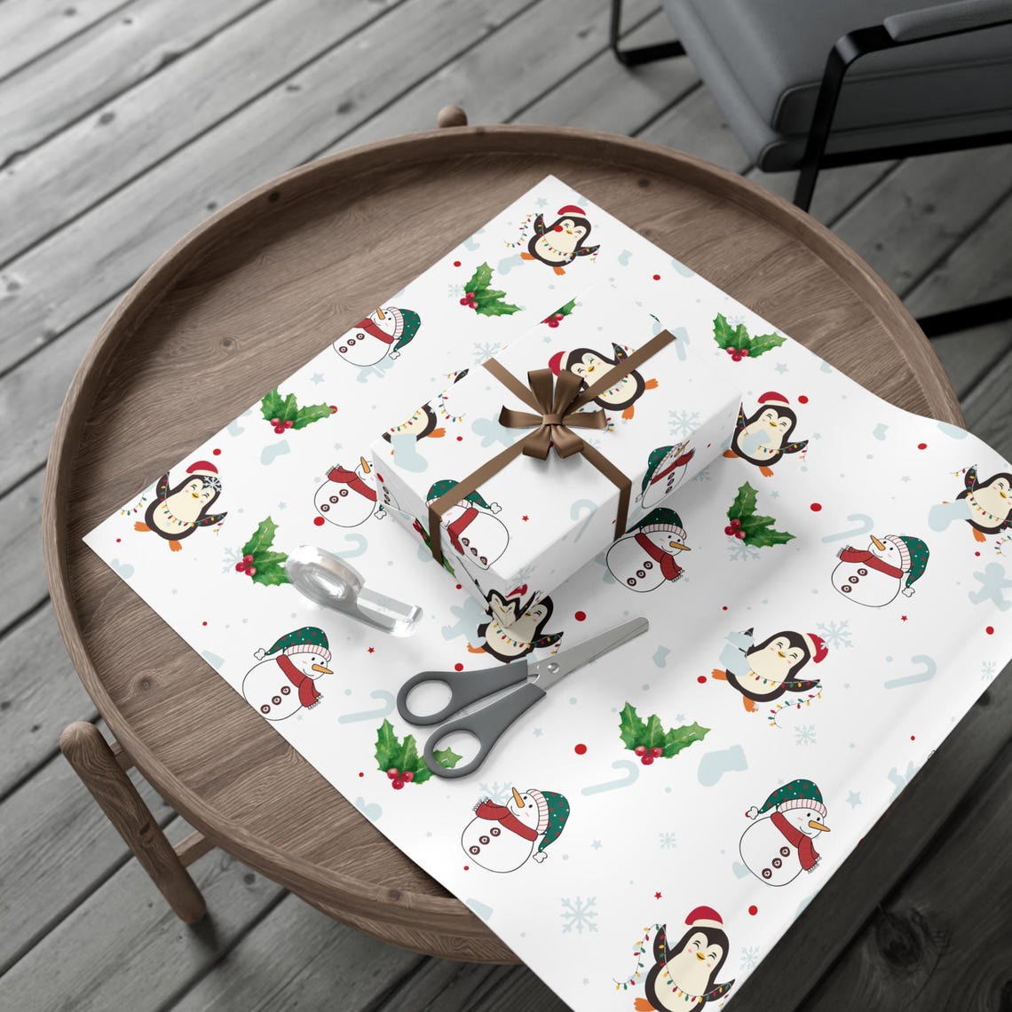 Penguin Christmas Wrapping Paper - Etsy