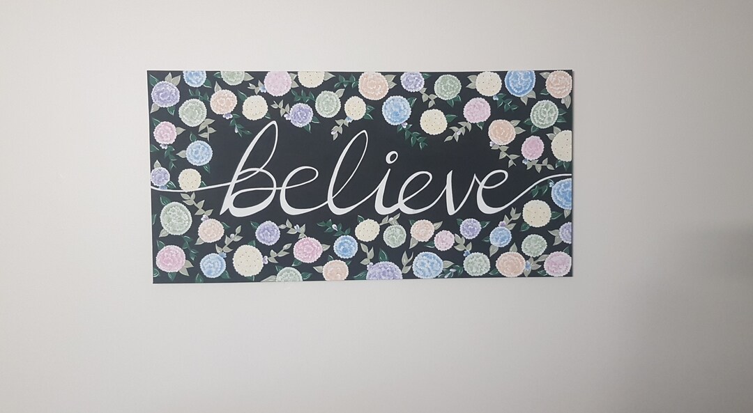 Believe Floral Painting. - Etsy
