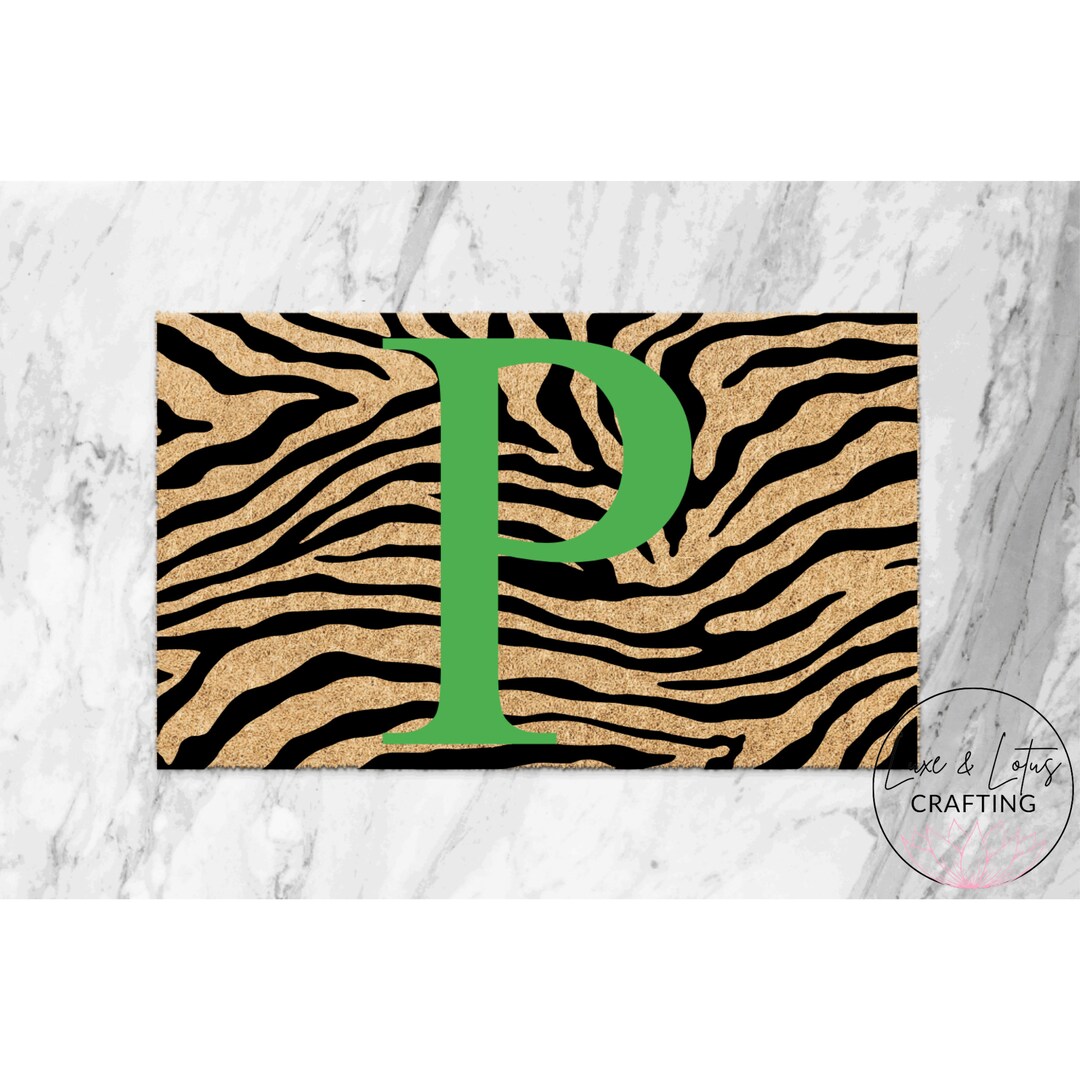 Zebra Single Letter Doormat, Home Signs, Home Decor, Custom Doormats ...