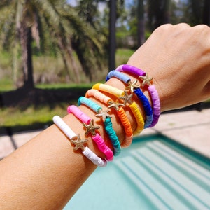 Preppy Starfish Bracelet Heishi Clay Bracelets Summer Bracelets Gifts ...