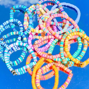 Colorful Preppy Bracelets Heishi Bracelet Summer Bracelets Gifts for Her Bright Clay Bracelets ...