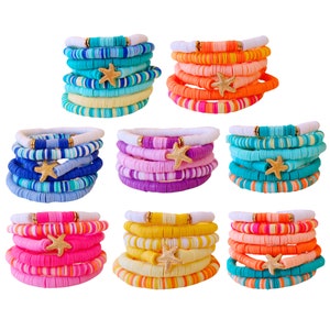 Colorful Preppy Bracelets Heishi Bracelet Summer Bracelets Gifts for Her Bright Clay Bracelets ...