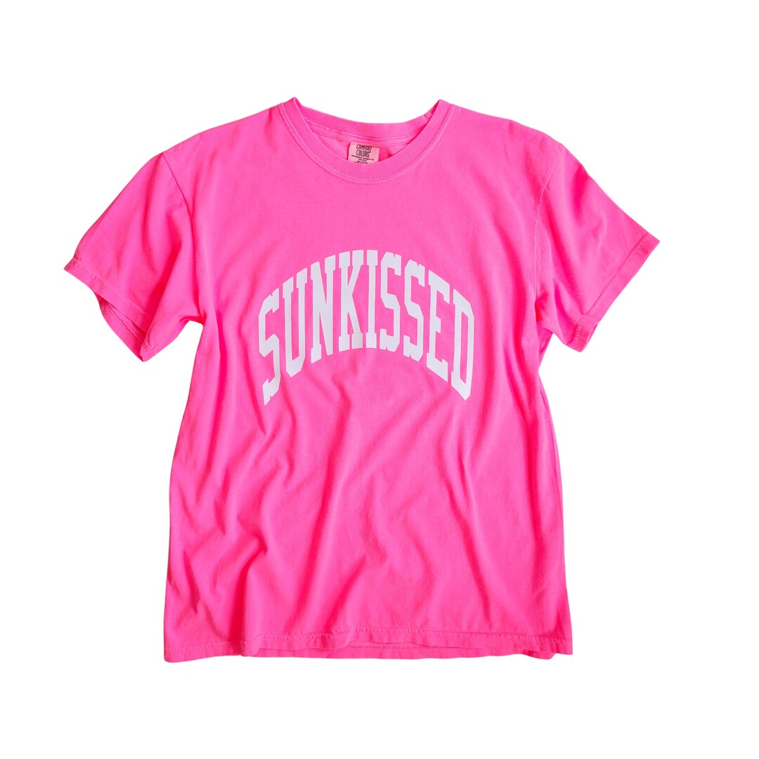 Neon Pink Sunkissed Shirt Summer Tees Oversized Tshirt Preppy - Etsy