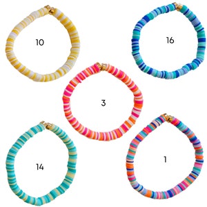 Colorful Preppy Bracelets Heishi Bracelet Summer Bracelets Gifts for Her Bright Clay Bracelets ...