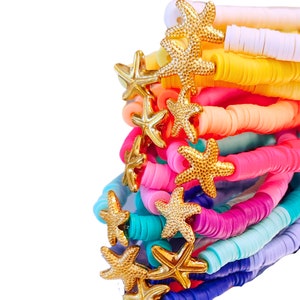 Preppy Starfish Bracelet Heishi Clay Bracelets Summer Bracelets Gifts ...