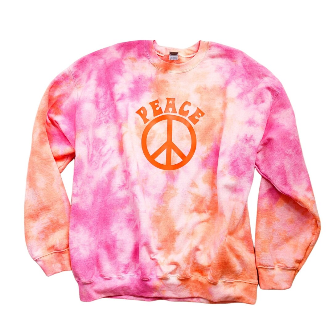 Tie Dye Peace Sign Sweatshirt Tie-dye Hoodie Peace Sign Oversized ...