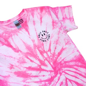 Smile Tie Dye Tshirt Happy Face Pink Retro Tie-dyed Shirt Unisex Boho ...