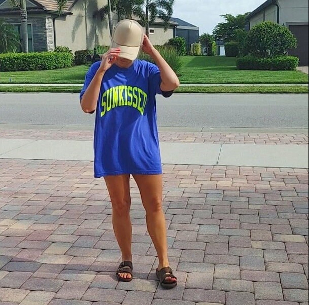 Neon Blue Sunkissed Shirt Summer Tees Oversized Tshirt Preppy Shirts ...