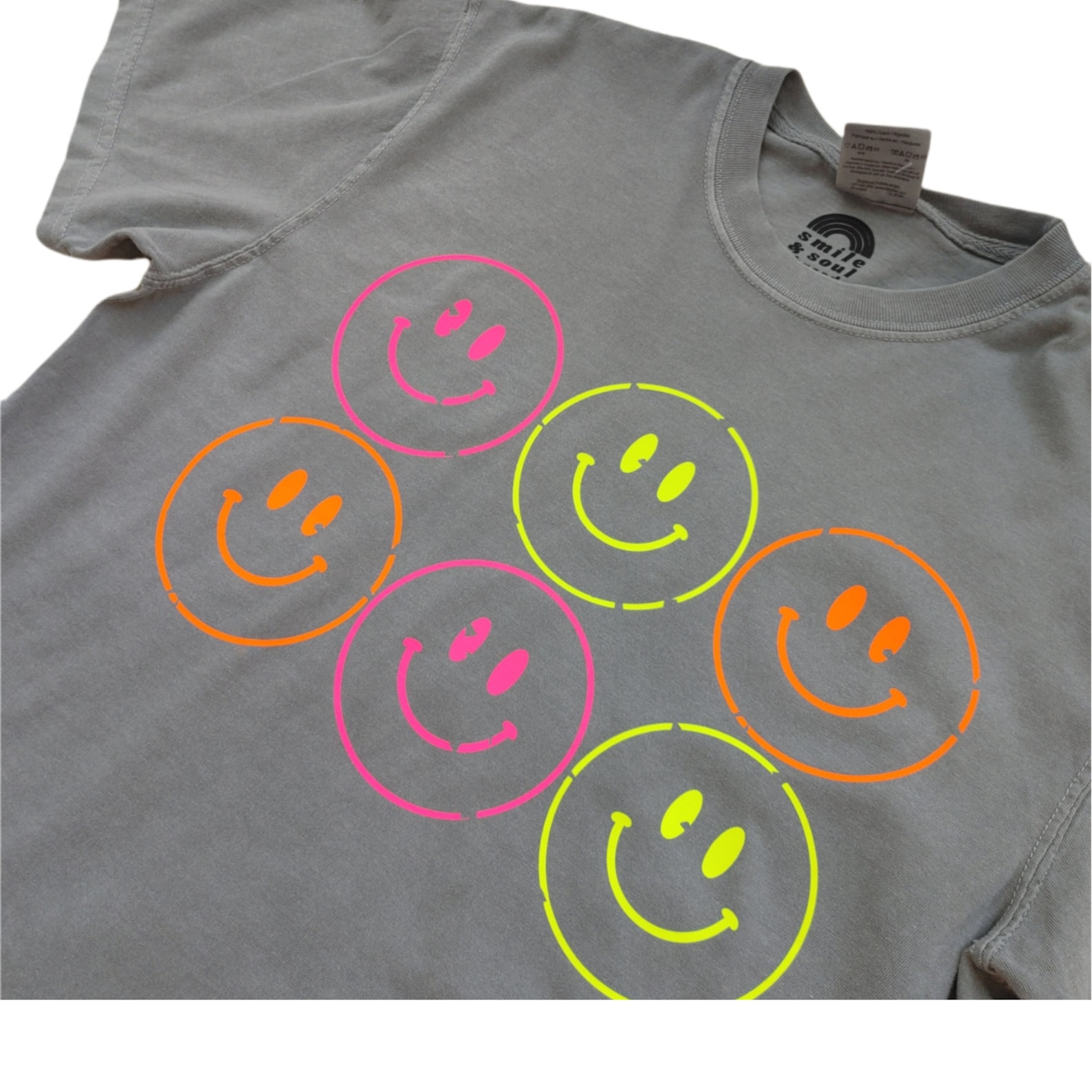 Smiling Face Neon Tshirt Trendy Clothes Oversized Tshirt Trendy Tshirt ...