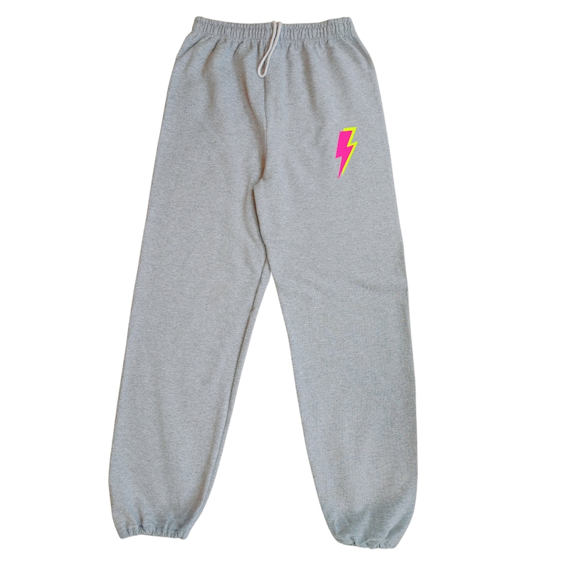 Lightning Bolt Sweatpants Neon Pink Neon Yellow Preppy Jogging Pants ...