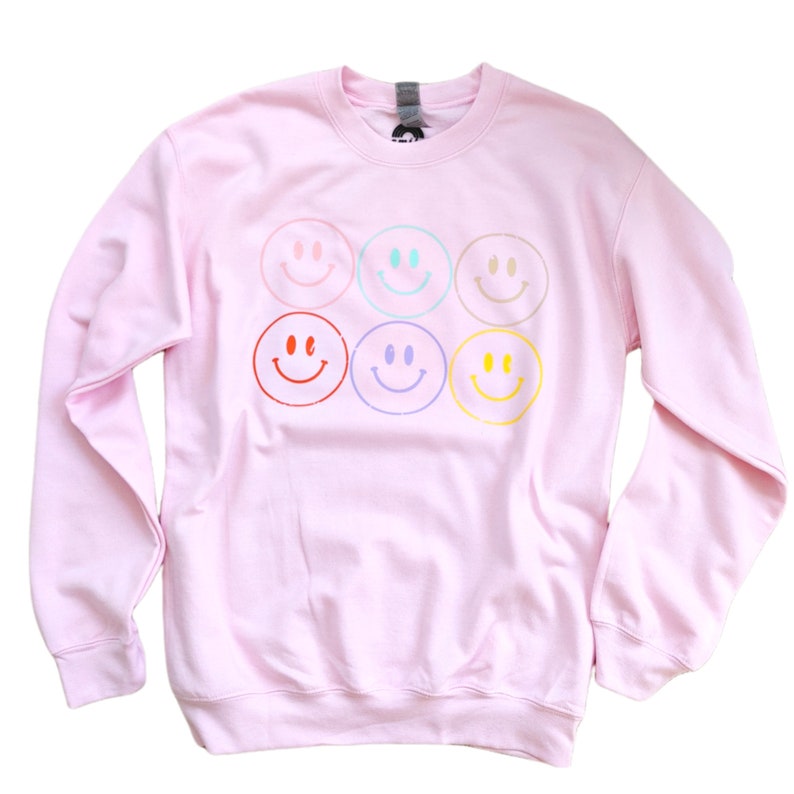 Smiling Face Sweatshirt Preppy Sweatshirt Smile Face Trendy | Etsy