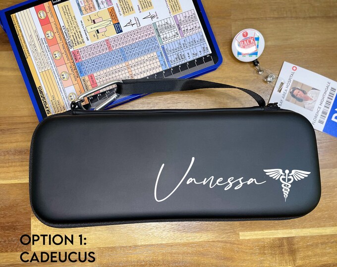 Custom Black Faux Leather Hard Zipper Case for Stethoscope - Etsy