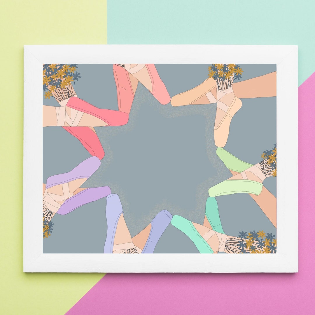 Ballet Pointe Shoes Art, Rainbow Ballet Shoes Wall Art, Ballet Home ...