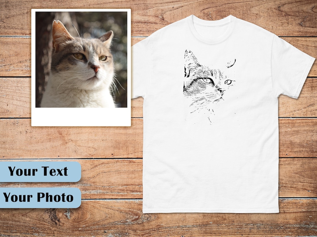 Custom Cat Drawing Shirt, Custom Cat Shirt, Custom Pet Shirt, Cat Lover ...