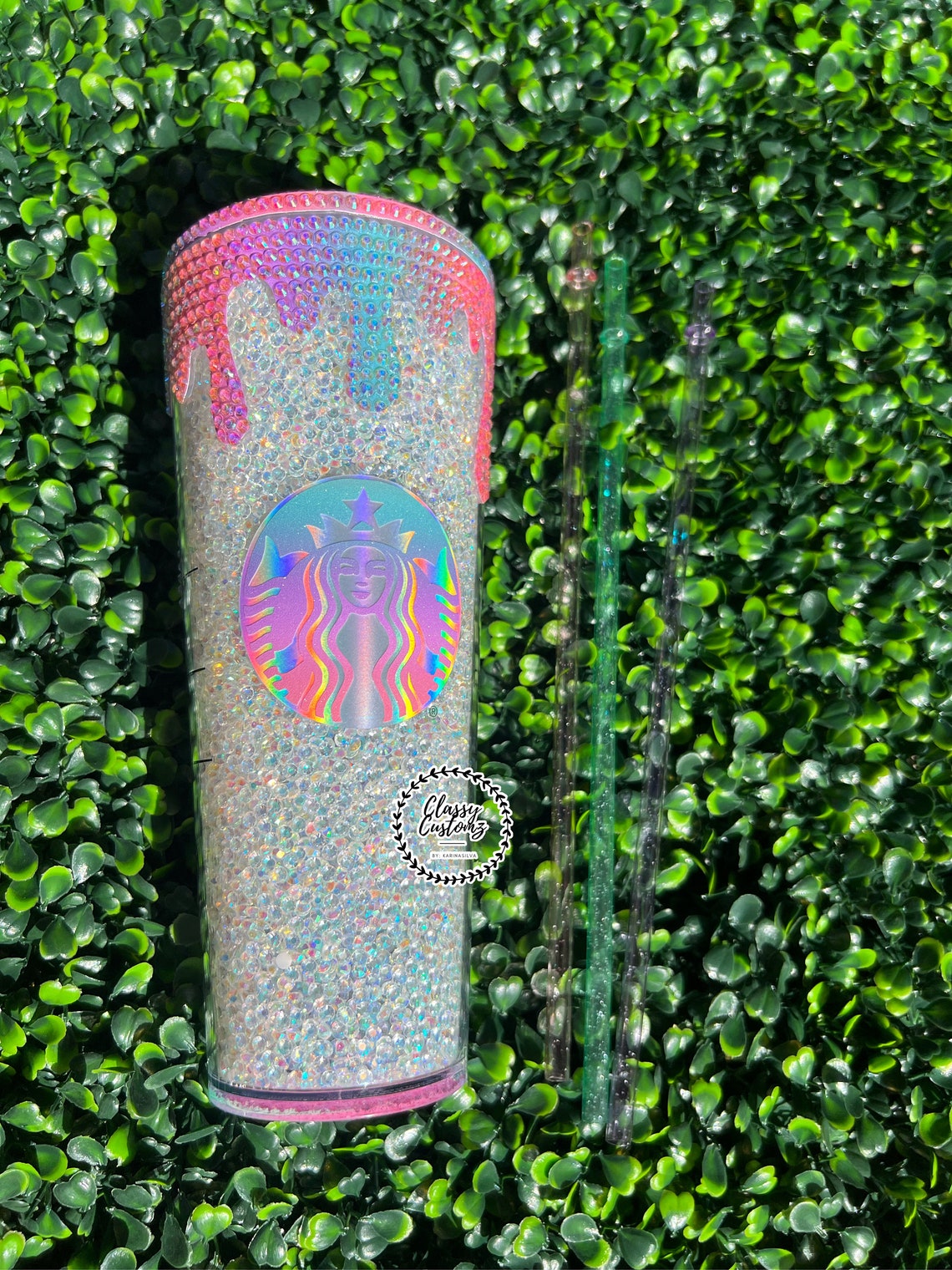 Rainbow Sherbet Drip Rhinestone Tumbler Rhinestone Tumbler - Etsy