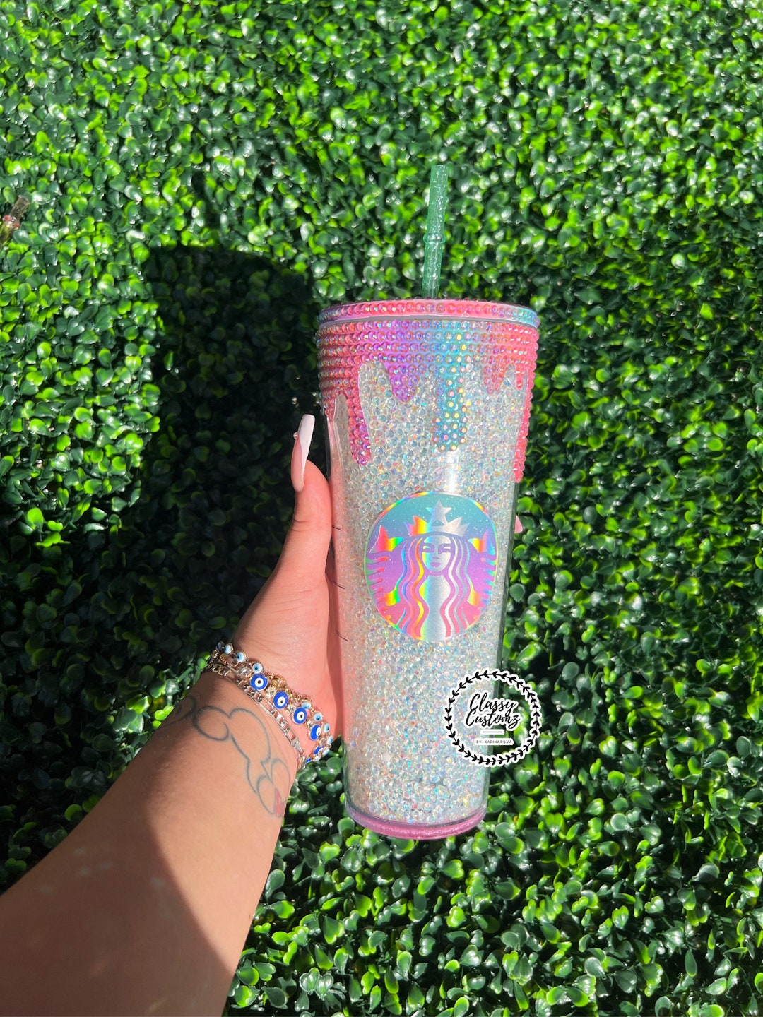 Rainbow Sherbet Drip Rhinestone Tumbler | Rhinestone Tumbler | Drip ...