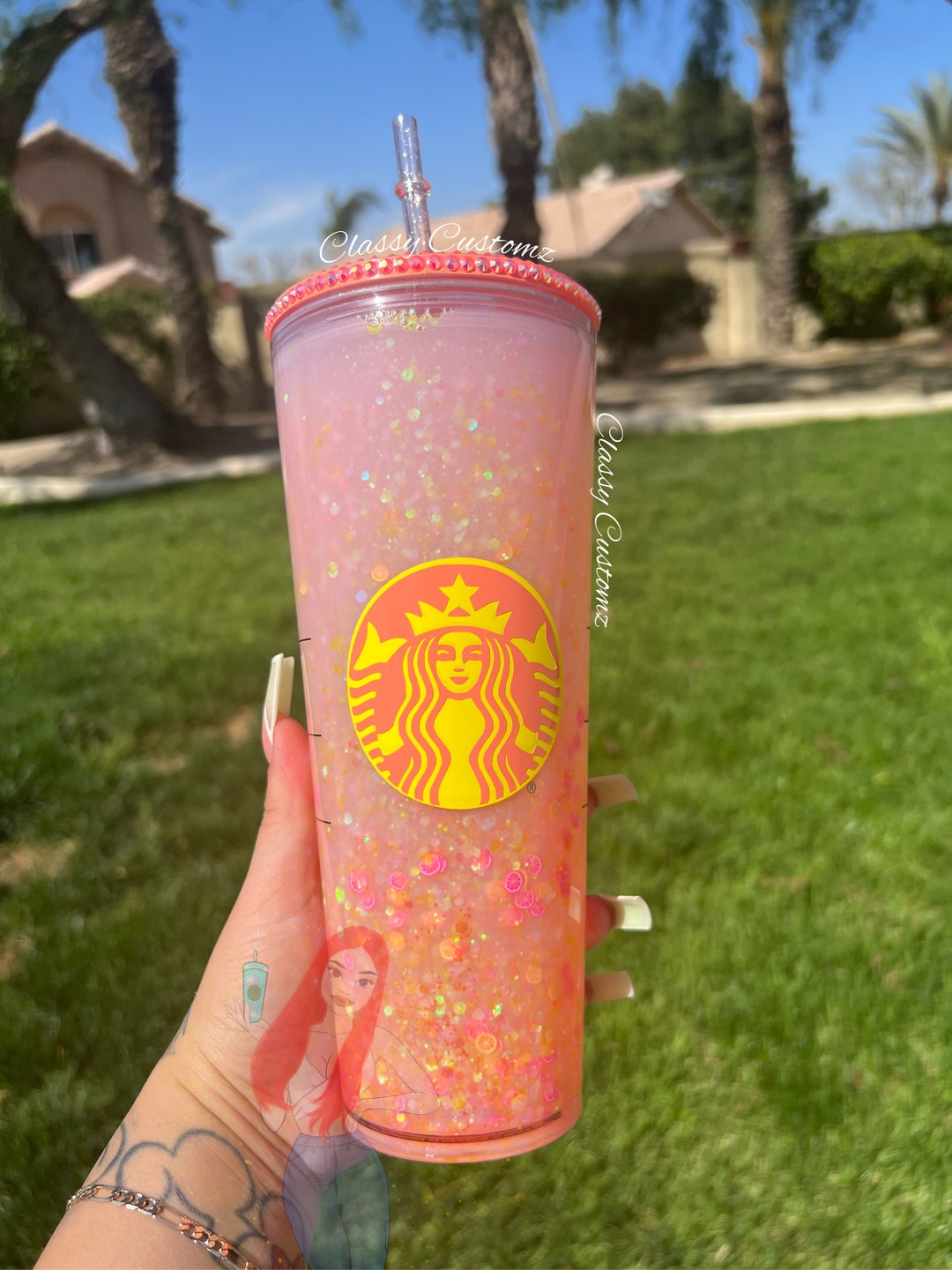 Pink Lemonade Snow Globe Tumbler: Glitter Confetti Acrylic Cup - Etsy