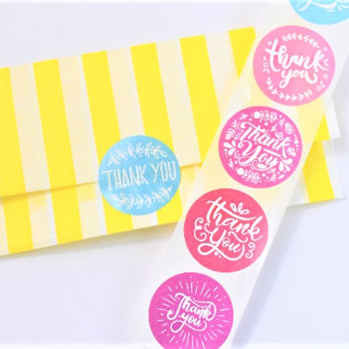37mm Thank You Circle Kraft Stickers Round Thank You Kraft - Etsy UK